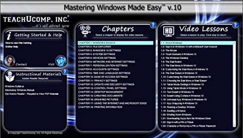 TEACHUCOMP Video Training Tutorial for Windows 10 Product Key Card (Download) Course and PDF Manual