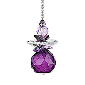 h&d hanging crystal angel suncatcher rainbow maker guardian angel ornament for home window decor (purple)