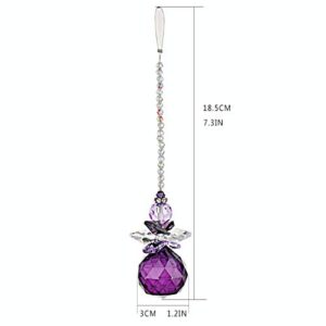 H&D Hanging Crystal Angel Suncatcher Rainbow Maker Guardian Angel Ornament for Home Window Decor (Purple)