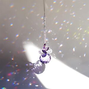 H&D Hanging Crystal Angel Suncatcher Rainbow Maker Guardian Angel Ornament for Home Window Decor (Purple)