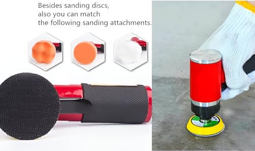 2 3-inch Mini Orbital Sander da sander Air Dual Action Sander Air Polisher Super Smooth and Swirl Freely for Auto Body Work (RED)