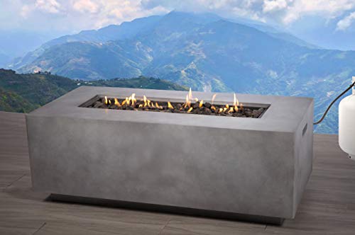 Living Source Propane Outdoor Fire Pit [CM-1012C] | Rectangular Gas Fire Table Table for Balcony,Courtyard, Balcony,Terrace and BBQ |Low Height Fireplace| (Natural Concrete, Size:- 6" Hx42 Wx20 D)