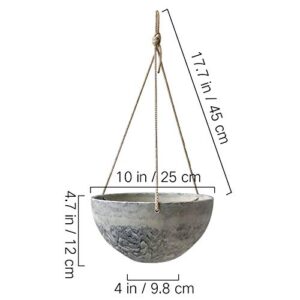 LA JOLIE MUSE Hanging Planter Flower Plant Pots - 10 Inch Indoor Outdoor Balcony Patio Hanging Basket Set of 2, Marble Pattern