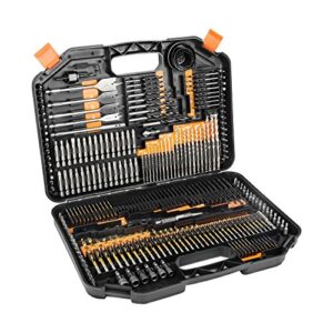 enertwist drill bit set, 246-pieces drill bits and driver set for wood metal cement drilling and screw driving, full combo kit assorted in plastic carrying case, et-dba-246