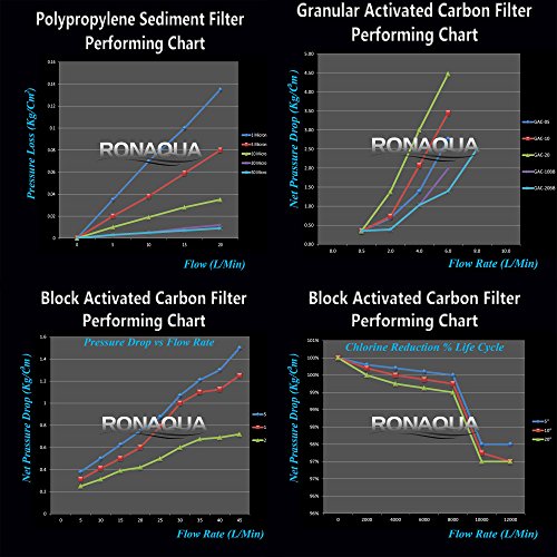 Ronaqua 20" x 2.5" Replacement Water Filters Cartridges Sediment CTO Block & GAC for 20 Inch Whole House System