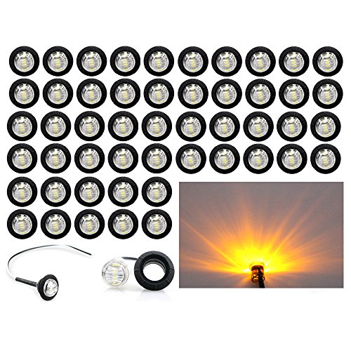 (Pack of 50) Madcatz Amber Light (Clear Lens) 3/4" inch Bullet Side Led Marker Trailer lights Clearance Indicator 12V DC