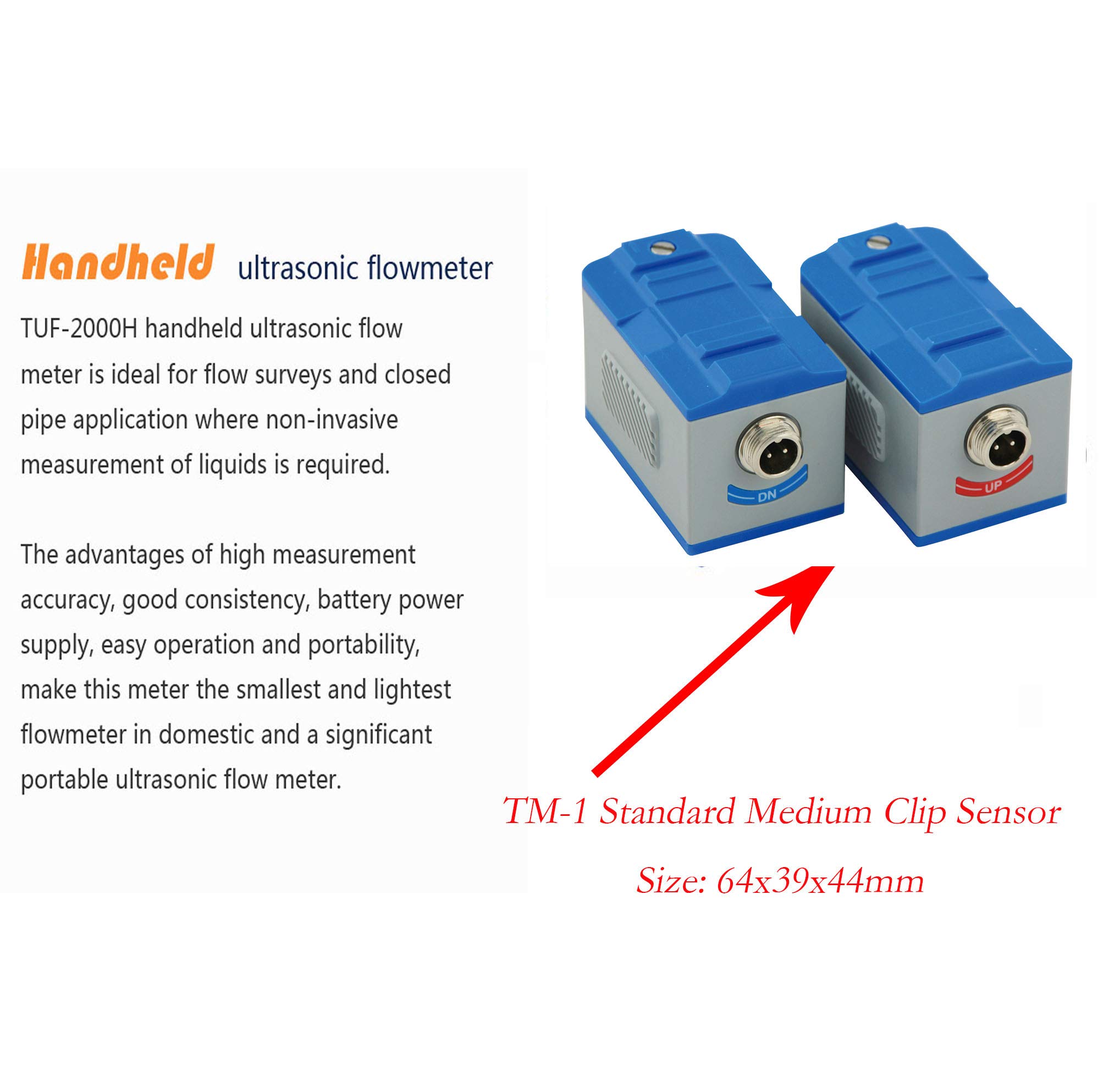 CNYST Ultrasonic Flow Meter Liquid Flowmeters with Medium Transducer TM-1 for Pipe Diameter DN50 to 700mm