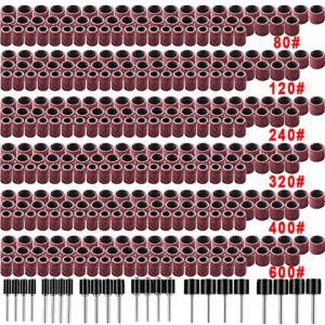 austor 384 pieces drum sander set including 360 pieces nail sanding band sleeves and 24 pieces drum mandrels for dremel rotary tool