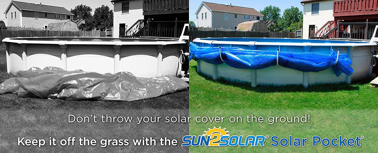 Solar Pocket® Cover Holder by Sun2Solar® | Keep Solar Blankets Off The Ground | Easy Storage and Retrieval | 5-Piece Aluminum U-Shaped Tube Set | Designed for Steel-Wall Above-Ground Swimming Pools