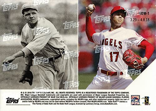 2018 Topps Now Moment of the Week #MOW-1 Babe Ruth and Shohei Ohtani Baseball Card