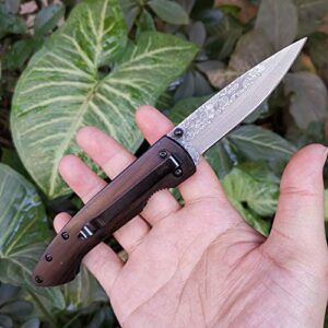 ALBATROSS HGDK005 Black Classic EDC Damascus Folding Pocket Knife, Ebony Wood Handle-Gifts/Collections