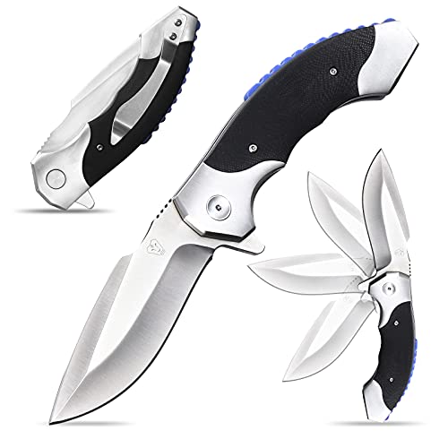 Eafengrow EF15 Folding Blade Knives 7.9 inch 9Cr18Mov Blade and G10 Handle Outdoor Camping Knife