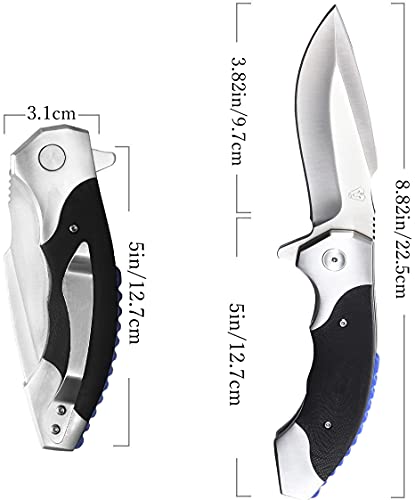 Eafengrow EF15 Folding Blade Knives 7.9 inch 9Cr18Mov Blade and G10 Handle Outdoor Camping Knife