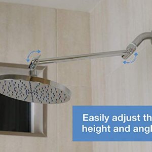 Adjustable Shower Arm Extension by WaterPoint, Brass Shower Head Extension Arm with High Polished Chrome Finish 11+ Inch