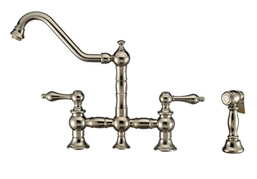 Whitehaus Collection WHKBTLV3-9201-NT-PN Vintage III Plus Bridge Faucet, One Size, Polished Nickel