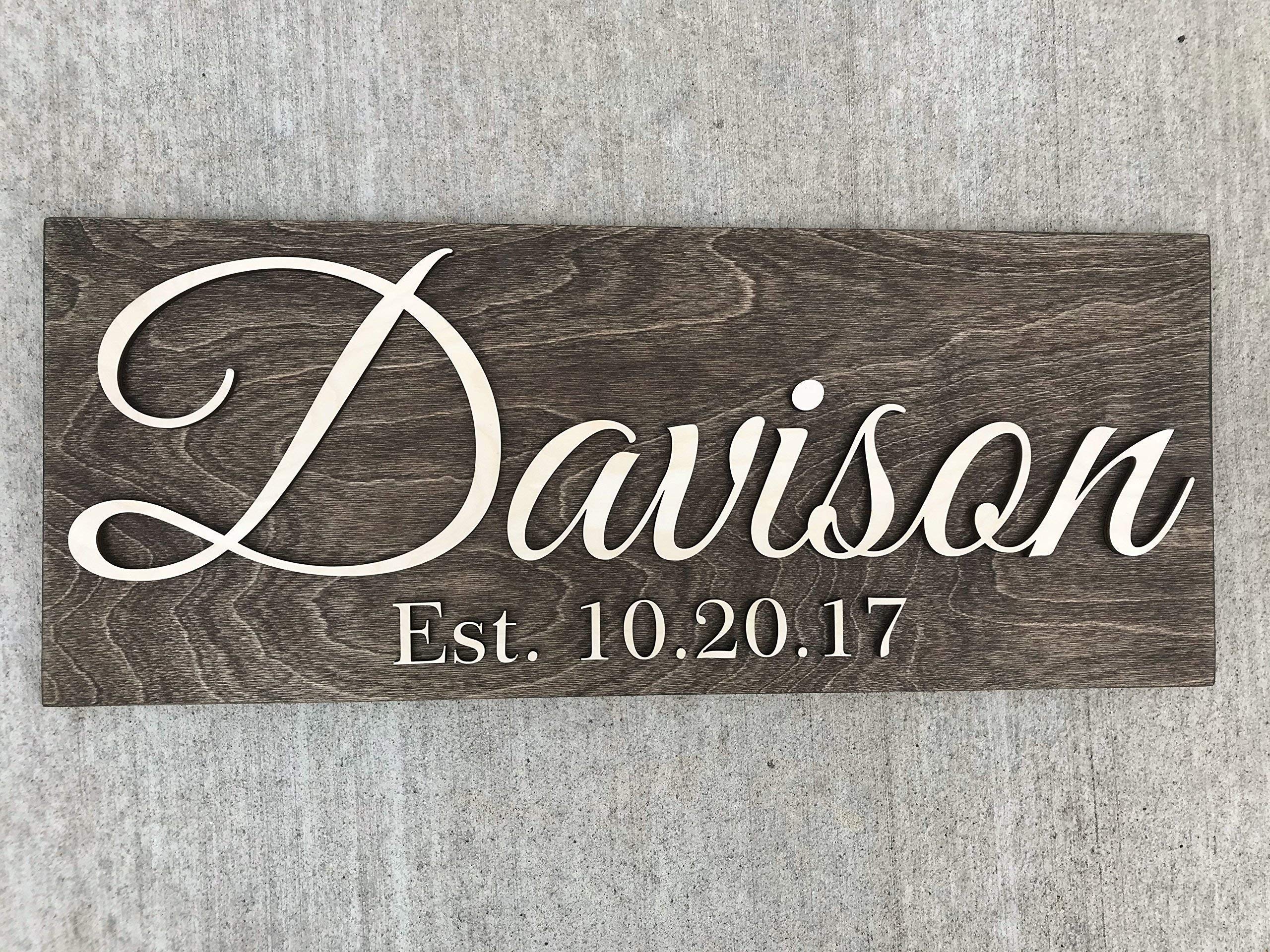 Custom Wood Sign Personalized Wedding Gift Wood Wall Art Personalized Sign Last Name Sign Established Sign Wooden Signs Bridal Shower Gift Anniversary Gift