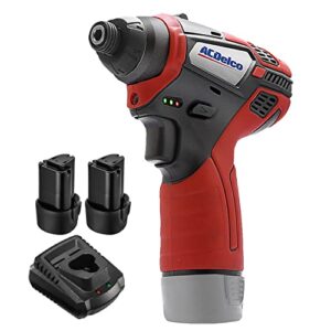 acdelco ari12105p g12 series 12v cordless li-ion ¼” 82 ft-lbs. impact driver tool kit with 2 batteries