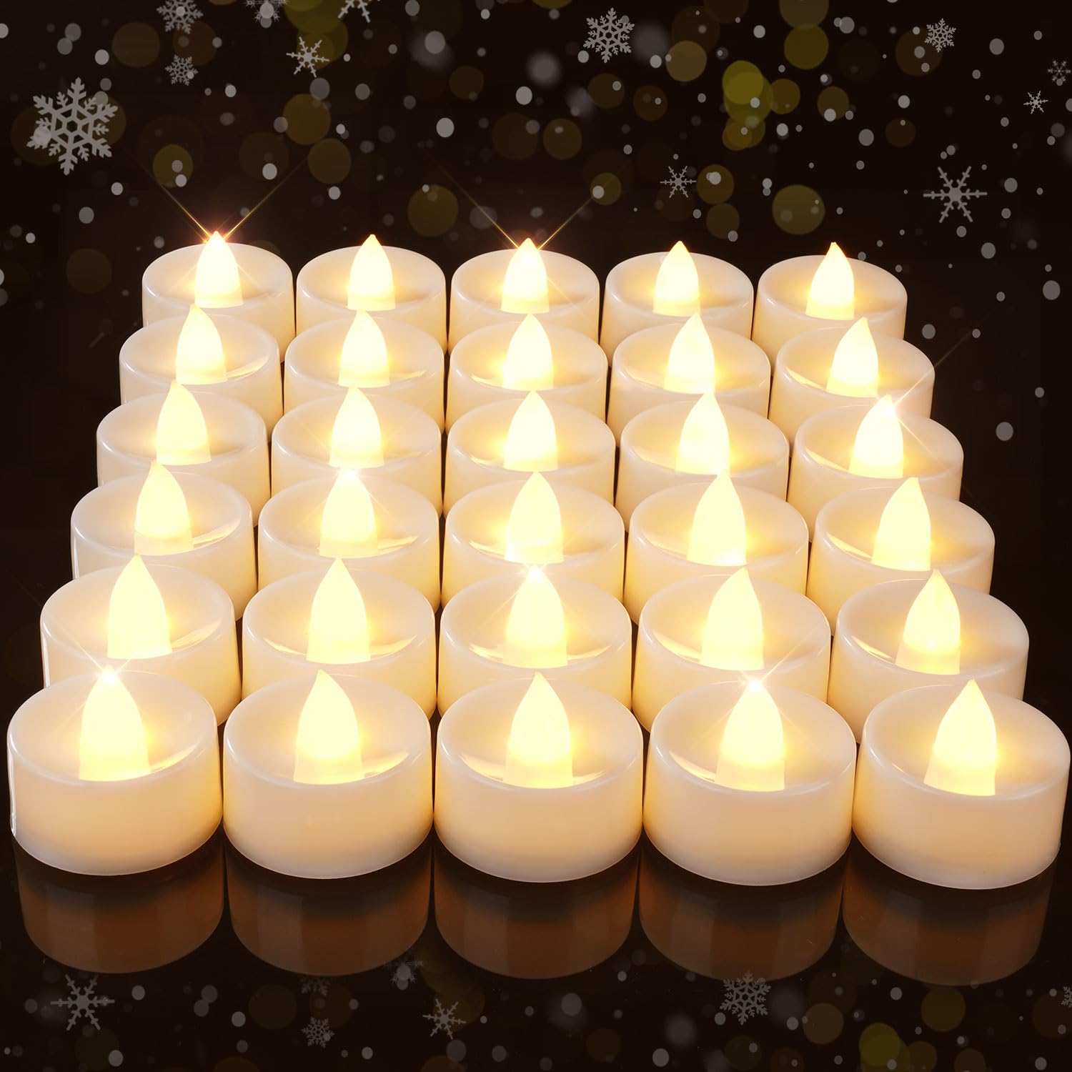 Amagic 30Pcs Flickering Flameless Tea Lights Battery Operated, 200+ Hours Long Lasting Electric Candle for Wedding Table Centerpiece, Home Decor, Gift, Holiday Decor