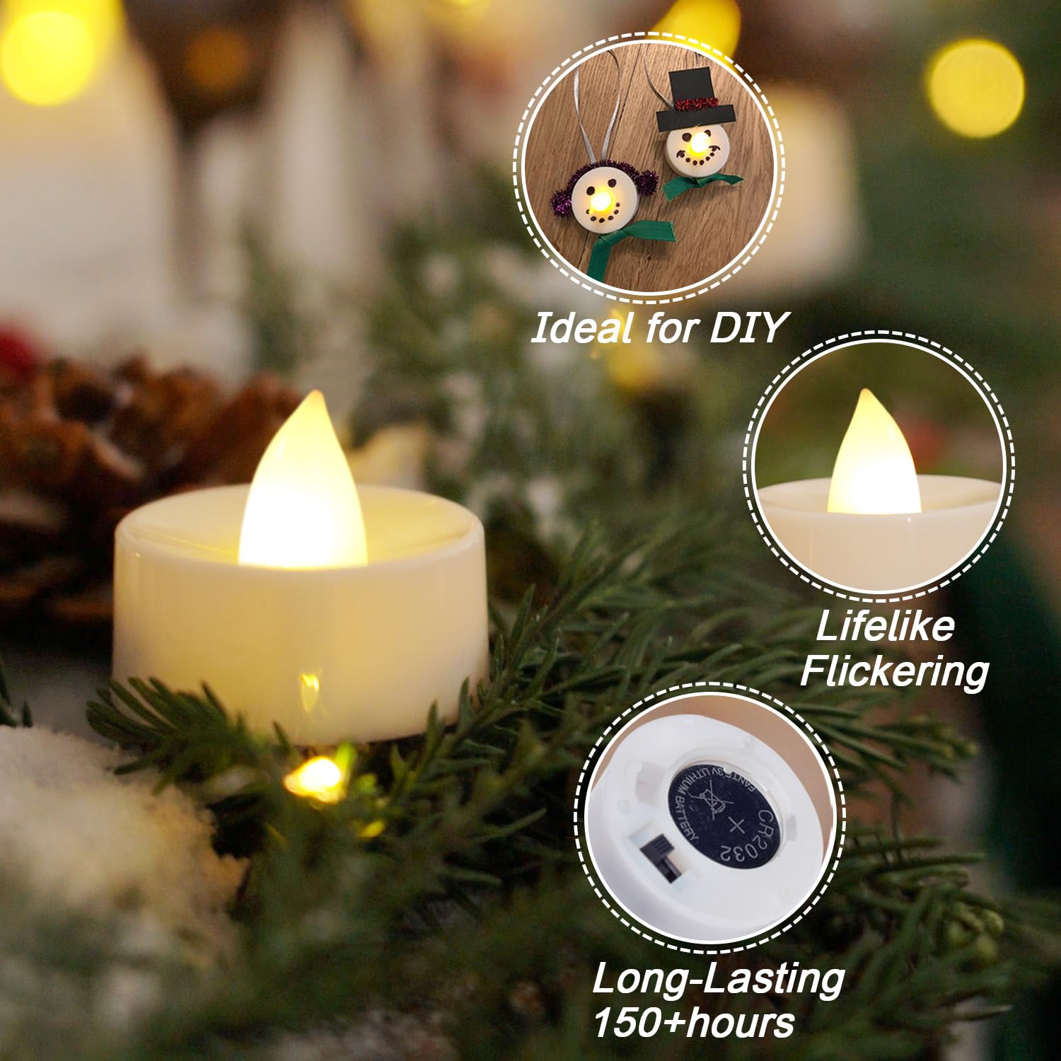 Amagic 30Pcs Flickering Flameless Tea Lights Battery Operated, 200+ Hours Long Lasting Electric Candle for Wedding Table Centerpiece, Home Decor, Gift, Holiday Decor