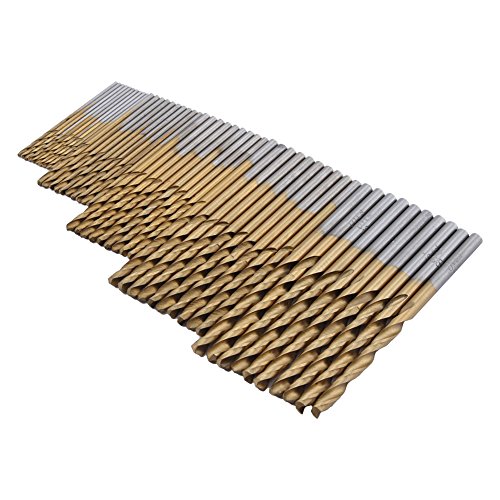 50Pcs Twist Drill Bit Set HSS Shank Titanium Coated High Speed Steel Mini Drill Bit Micro Exactness 1/1.5/2/2.5/3mm Perfect for Wood Plastic Steel and Aluminum Alloy