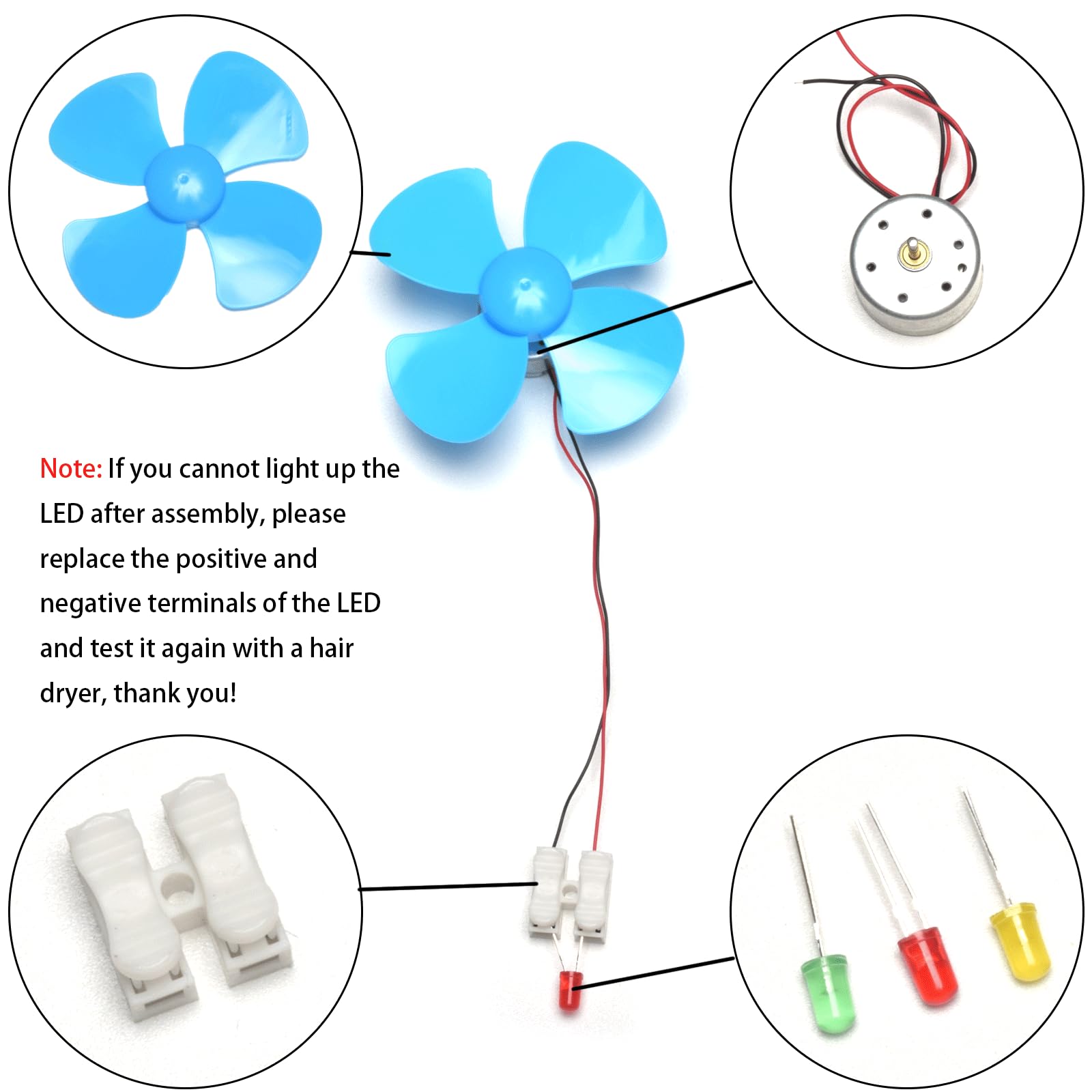 EUDAX DIY DC Power Micro Motor Wind Turbine Electricity Generator Blades Model