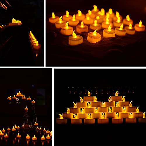 VETOUR 24pcs Tea Lights Candles Battery Operated: Realistic LED Flickering Flameless Tea Lights Steady Battery Tea Lights Long Lasting Fake Candles Decoration for Party and Craft Ideas