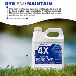 TruBlu Concentrated Pond Dye, Aqua Blue (1qt) - Concentrated Colorant Shades Water for Temperature Control - Safe for Swimming and Wildlife - Professional Strength…