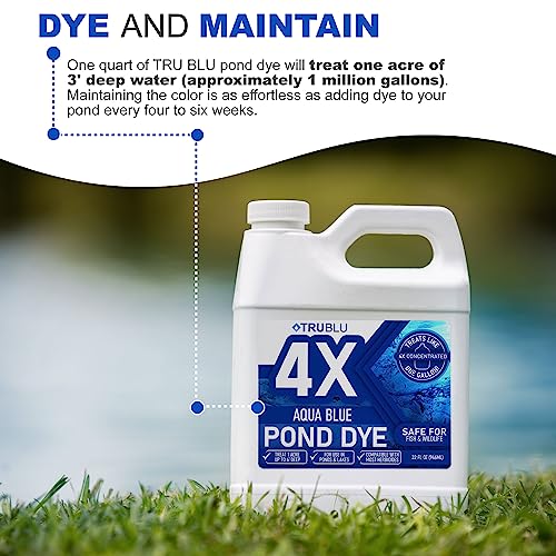 TruBlu Concentrated Pond Dye, Aqua Blue (1qt) - Concentrated Colorant Shades Water for Temperature Control - Safe for Swimming and Wildlife - Professional Strength…