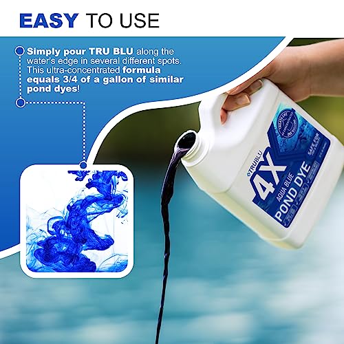 TruBlu Concentrated Pond Dye, Aqua Blue (1qt) - Concentrated Colorant Shades Water for Temperature Control - Safe for Swimming and Wildlife - Professional Strength…