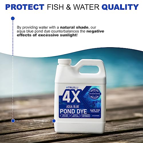 TruBlu Concentrated Pond Dye, Aqua Blue (1qt) - Concentrated Colorant Shades Water for Temperature Control - Safe for Swimming and Wildlife - Professional Strength…