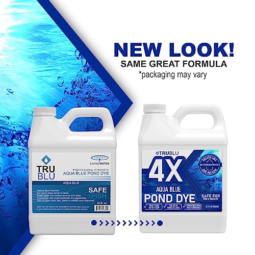 TruBlu Concentrated Pond Dye, Aqua Blue (1qt) - Concentrated Colorant Shades Water for Temperature Control - Safe for Swimming and Wildlife - Professional Strength…