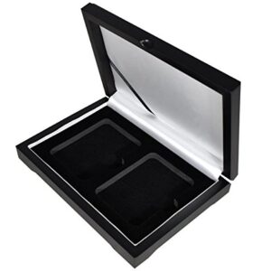 Guardhouse Wood Display Box for NGC/PCGS/Premier/Little Bear Elite Coins in Certified or Certified Style Holders/Slabs (Two Coin, Matte Black Finish)