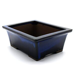 bonsai pot ceramic rectangle glazed (5.25", namako-yu)