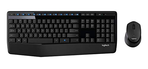 Logitech MK345 Wireless Keyboard and Optical Mouse (920-006481) Black, Blue - (Renewed)