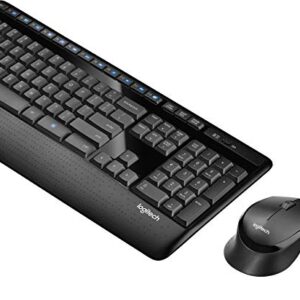 Logitech MK345 Wireless Keyboard and Optical Mouse (920-006481) Black, Blue - (Renewed)