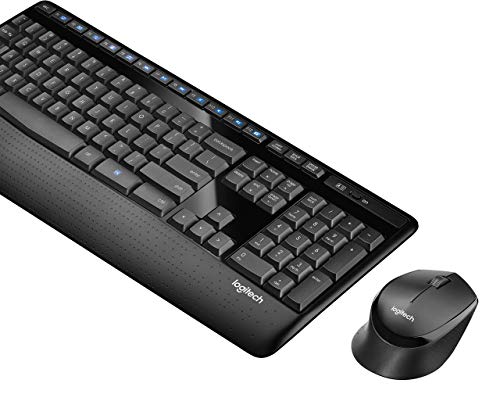 Logitech MK345 Wireless Keyboard and Optical Mouse (920-006481) Black, Blue - (Renewed)