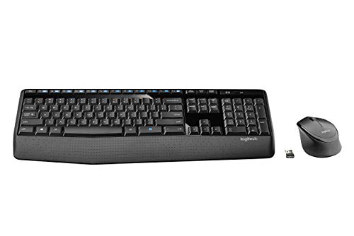 Logitech MK345 Wireless Keyboard and Optical Mouse (920-006481) Black, Blue - (Renewed)