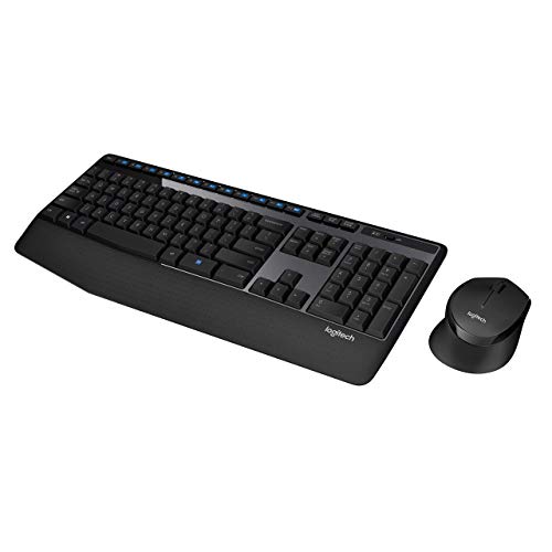 Logitech MK345 Wireless Keyboard and Optical Mouse (920-006481) Black, Blue - (Renewed)