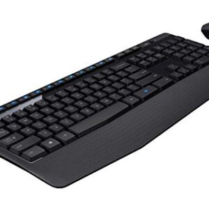 Logitech MK345 Wireless Keyboard and Optical Mouse (920-006481) Black, Blue - (Renewed)