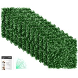 flybold grass wall panels 20” x 20” pack of 12 - grass backdrop greenery wall with uv protection for indoor outdoor wall decor - fence covering privacy for backyard decor | perfect wall grass panels