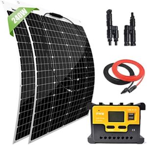 giosolar 200 watt 12 volt solar marine kit monocrystalline panel with 20a led charge controller for rv solar charging off-grid system