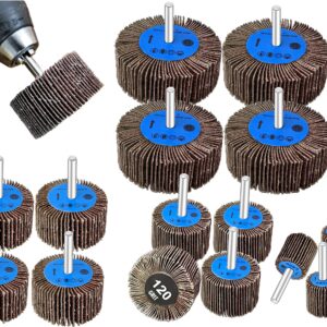 LINE10 Tools 40pk Flap Sanding Wheels Kit fits Drill and Die Grinder for Wood and Metal (16)