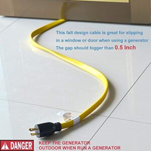 25 Feet Heavy Duty Generator Adapter Extension Cord,Generator Locking Cord,NEMA L14-30P to Four 5-20R, 4 Prong 10 Gauge Flat Generator Cable,125/250V 30Amp 7500 Watts Yodotek