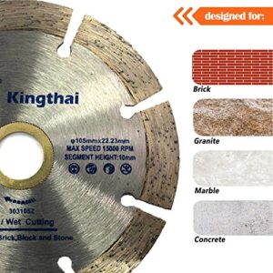 Kingthai 10 Inch Wet Dry Segmented Cutting Concrete Diamond Saw Blade for Masonry with 25.4mm Arbor