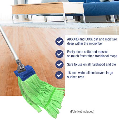 CleanAide Microfiber Tube Mop Head with Super Absorbent Looped Ends, 300 Grams, Green