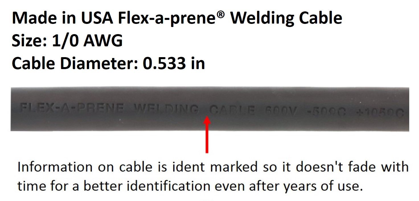 350 Amp Welding Electrode Holder Lead Assembly - LC40 Connector - 1/0 AWG cable (15 FEET)