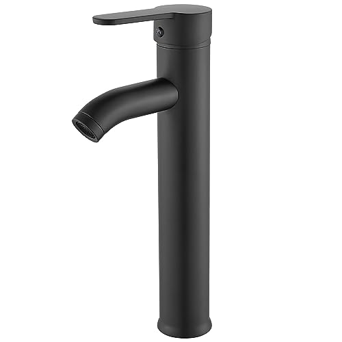 Bathroom Vessel Sink Faucet Single Handle Matte Black Lavatory Vanity Mixer Tap Single Hole Morden Tall Bathroom Faucet