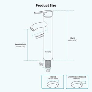 Bathroom Vessel Sink Faucet Single Handle Matte Black Lavatory Vanity Mixer Tap Single Hole Morden Tall Bathroom Faucet