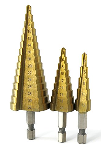 3pcs 4-12/20/32mm Step Drill Bits High Speed Steel Cone Titanium Coated Tool Sets Hole Metal Cutter