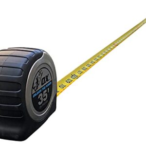 OX TOOLS Pro Stainless Steel 35-Foot Tape Measure with Magnetic Hook | Heavy Duty Case & Easily Visible Measure Marks